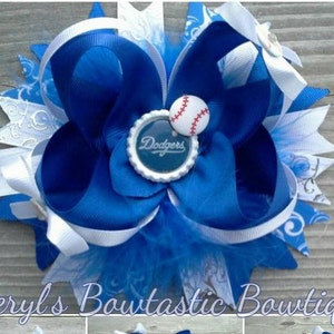 Custom Baseball Hair Bow, Stacked Ribbon Bow - Etsy