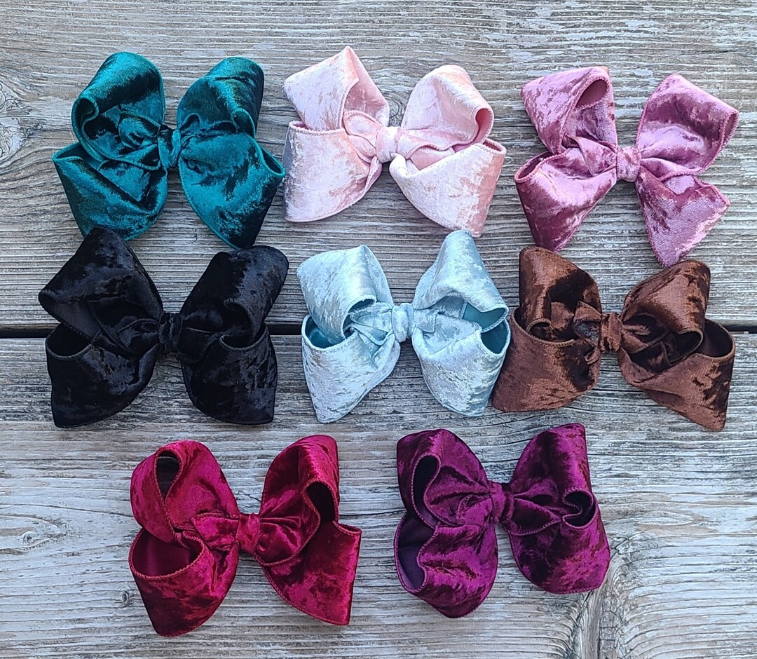 Velvet Hair Bow, Big Corduroy Bow, Dusty Rose, Mauve, Blush, Burgundy ...
