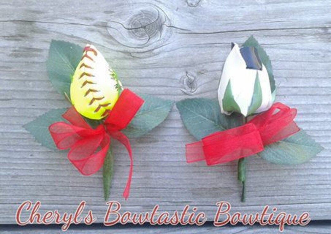 Sports Wedding Boutonniere, Softball, Soccer, Wedding Corsage Pin ...