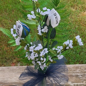 Baseball/softball Rose Vase/wrapped, Sports Arrangement, Wedding Table ...