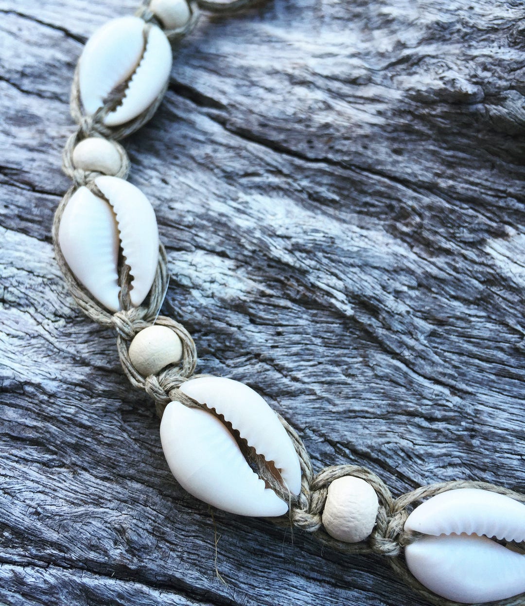 Handmade Hemp Shell Necklace With Cowrie Shells & Timber Beads - Etsy