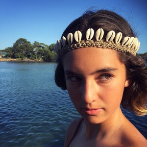Hand Made Hemp Macrame Headband With Cowrie Shells, Bohemian Gypsy - Etsy