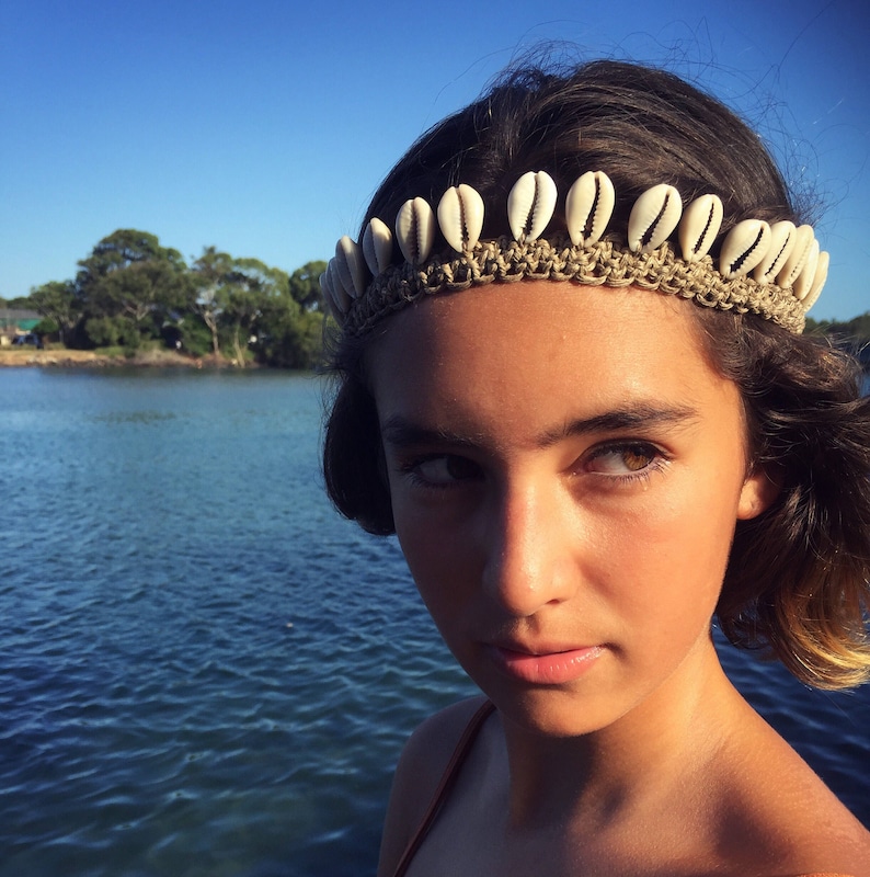 Hand Made Hemp Macrame Headband With Cowrie Shells, Bohemian Gypsy - Etsy