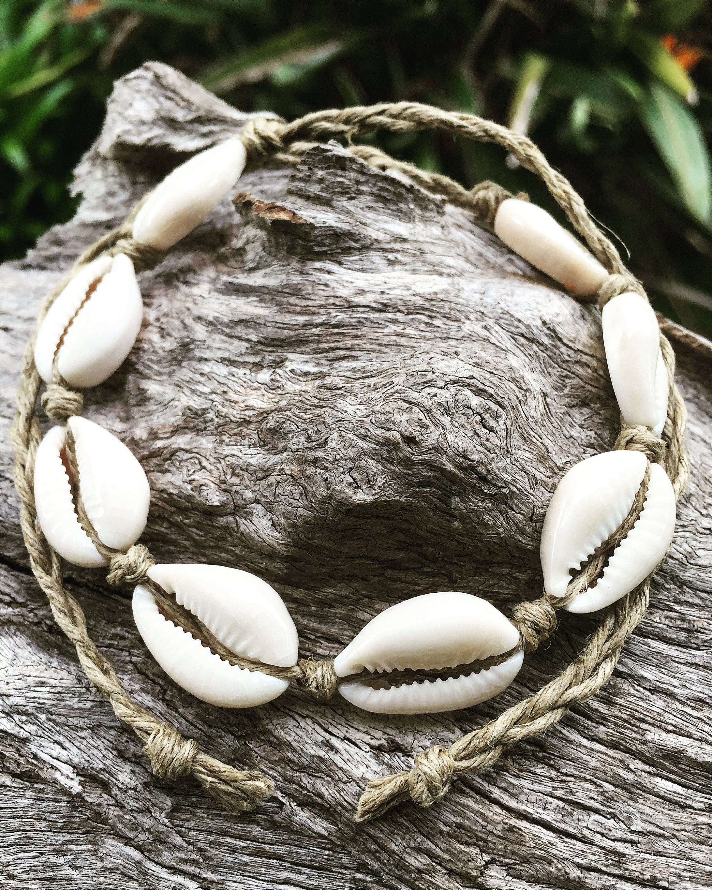 Hand Made Adjustable Tie on Hemp Anklet With Cowrie Shells, Sea Gypsy ...