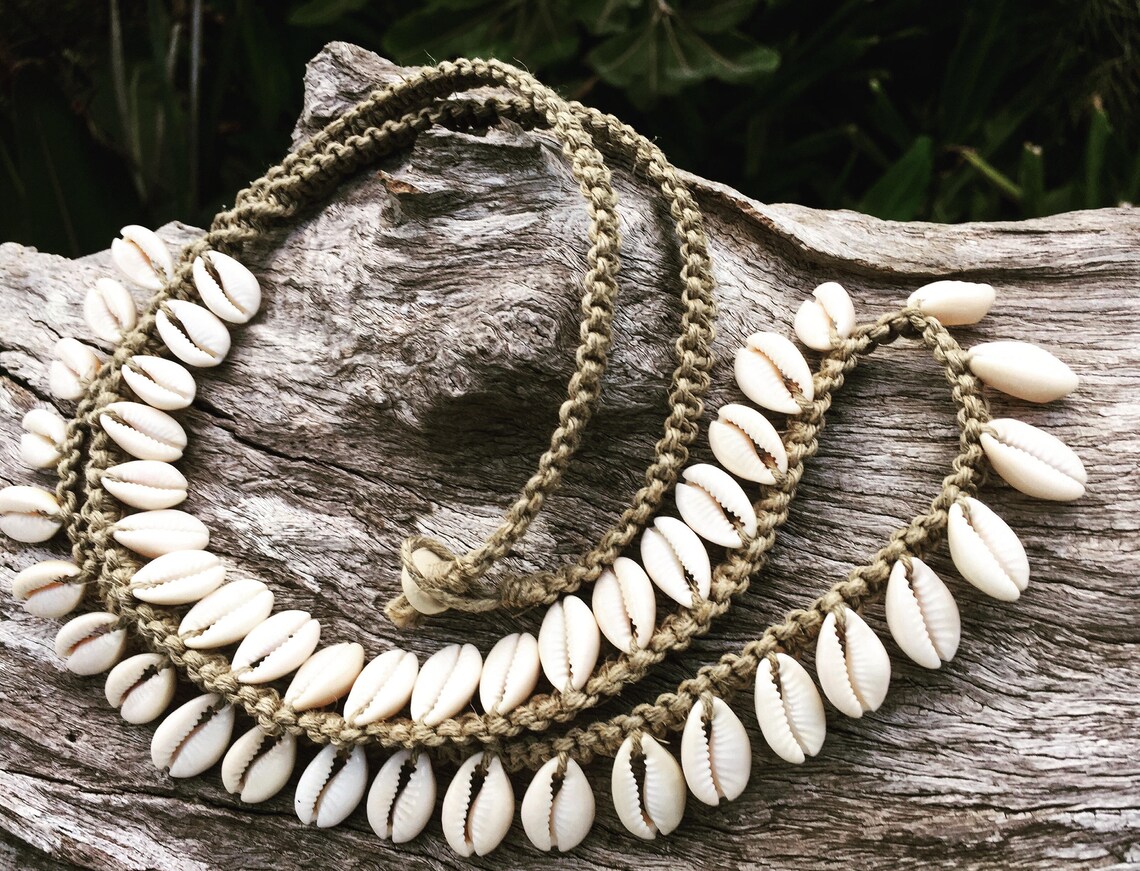 Handmade Hemp Long Necklace With Cowrie Shells - Etsy