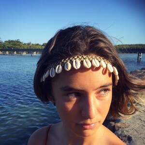 Hand Made Hemp Macrame Headband With Cowrie Shells, Bohemian Gypsy - Etsy