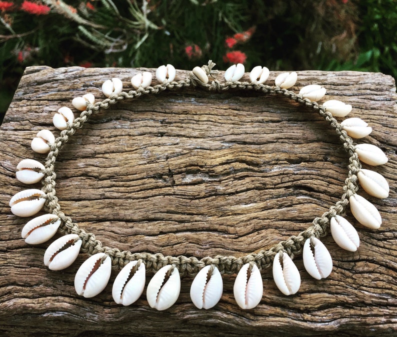 Handmade Hemp Macrame Shell Necklace With Cowrie Shells - Etsy