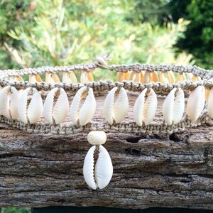 Handmade Hemp Shell Choker Necklace With Cowrie Shells, Bohemian Gypsy ...