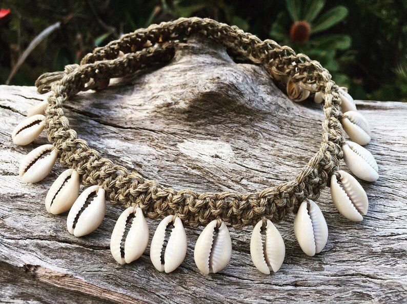 Hand Made Hemp Macrame Headband With Cowrie Shells, Bohemian Gypsy - Etsy