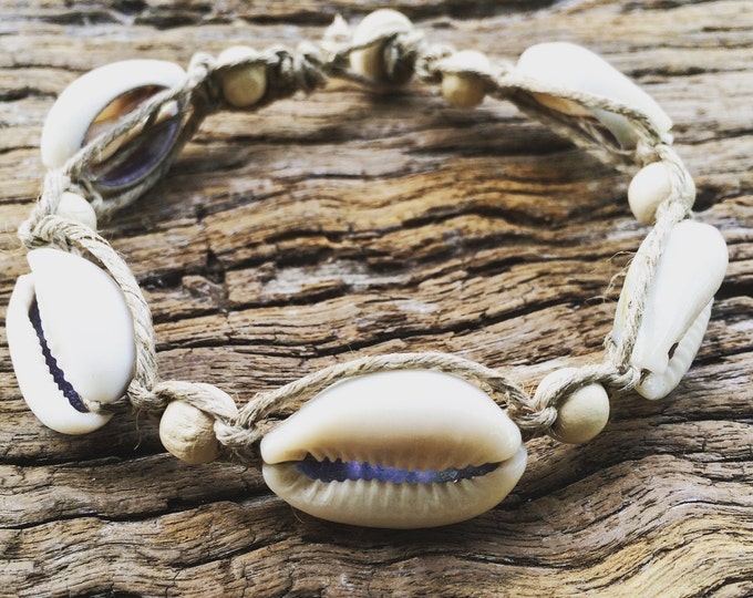 Handmade Hemp Macrame Shell Bracelet With Cowrie Shell & - Etsy
