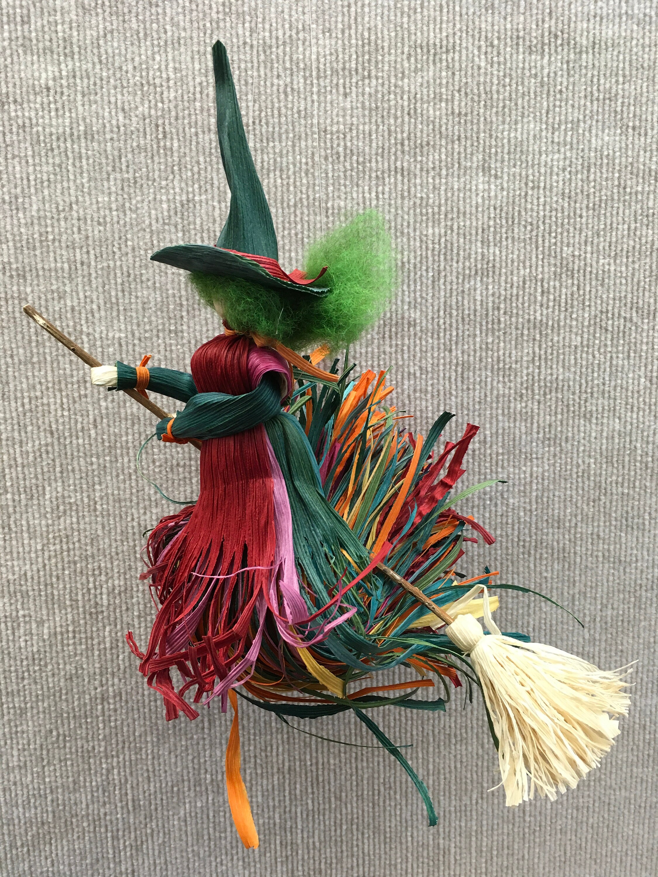 Corn Shuck Kitchen Witch, Flying Corn Shuck Witch, Good Luck Witch ...