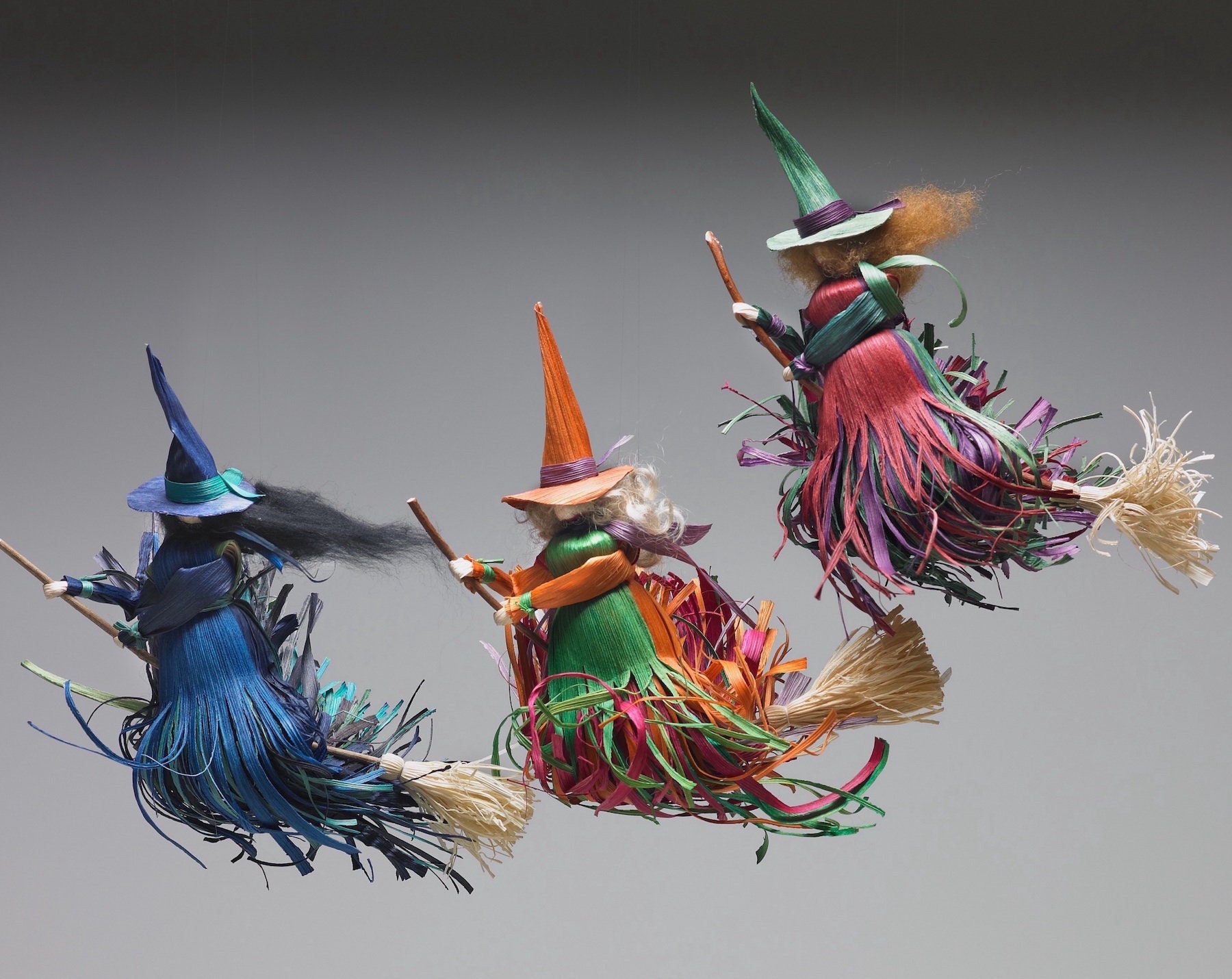 Corn Shuck Kitchen Witch, Flying Corn Shuck Witch, Good Luck Witch ...