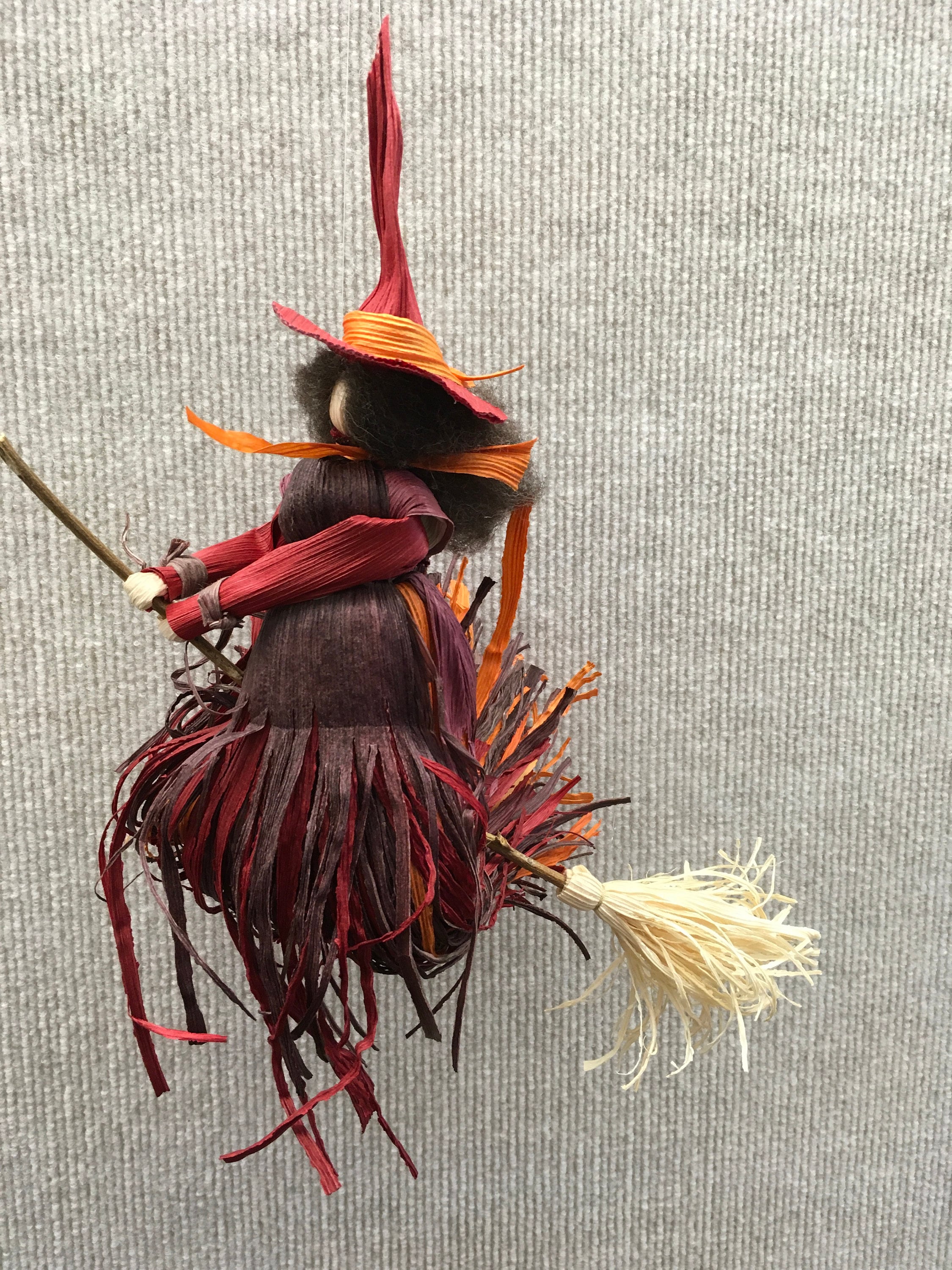 Corn Shuck Kitchen Witch, Flying Corn Shuck Witch, Good Luck Witch ...