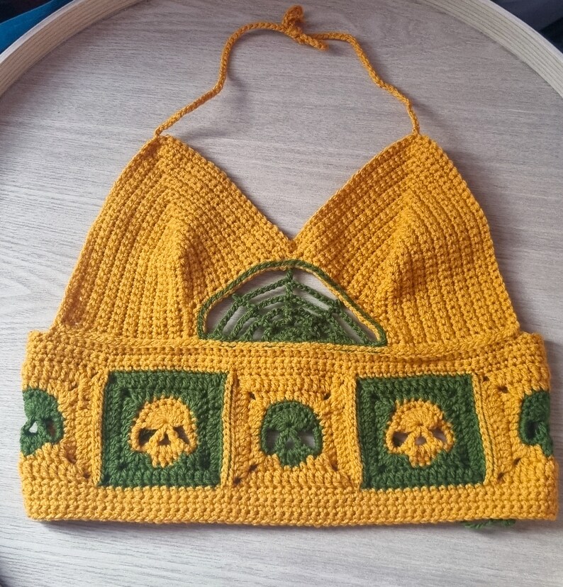 Crochet Spiderweb Keyhole Skull Granny Square Lace Back Top - Etsy