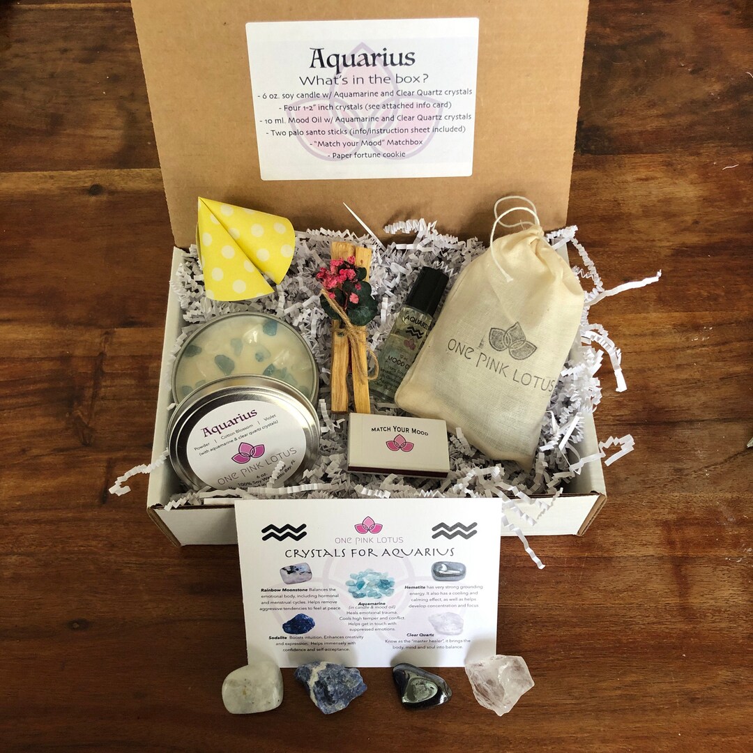 AQUARIUS GIFT BOX - Zodiac Astrology Kit, Birthday or Special Occasion ...