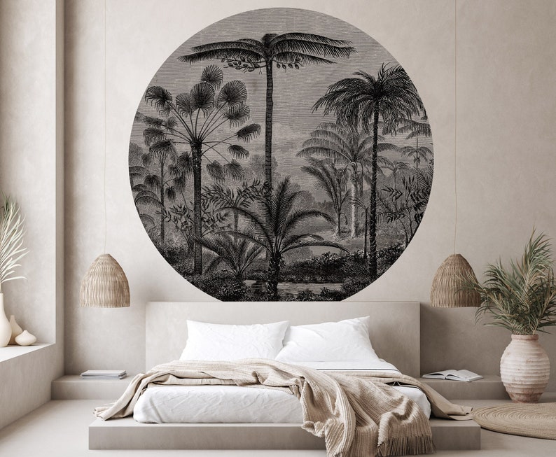 Palm Tree Etching Wall Circle - Etsy UK