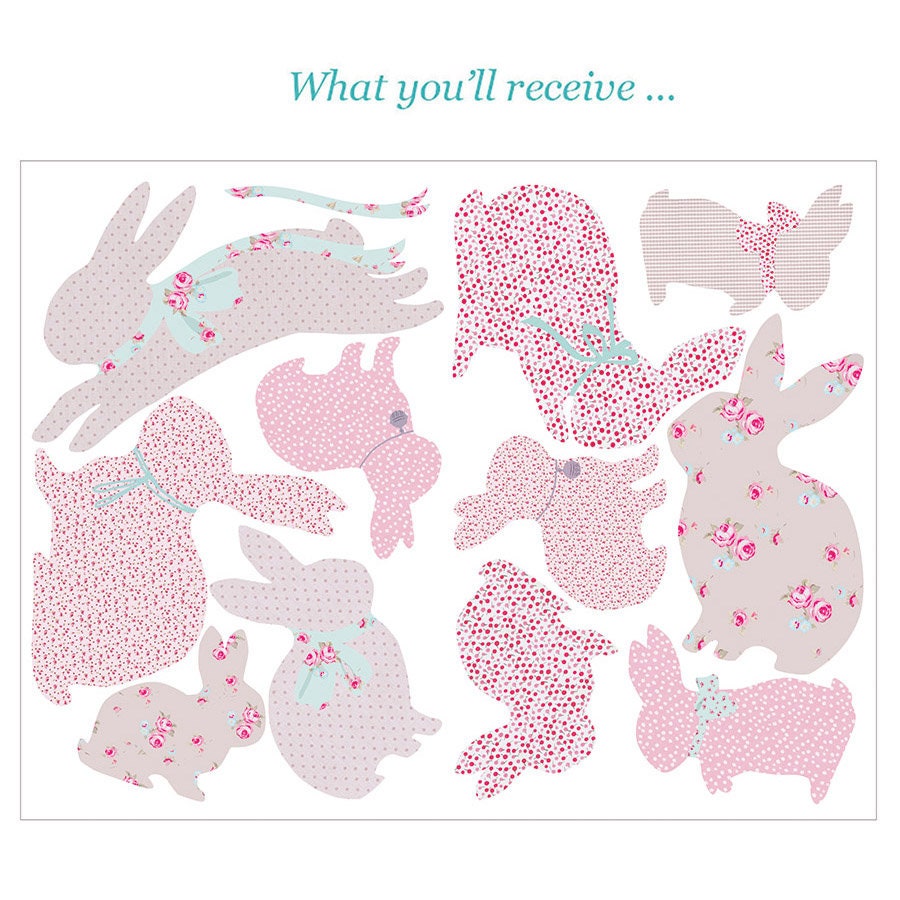 Patterned Rabbit Wall Decals fabric Stickers Not Vinyl - Etsy