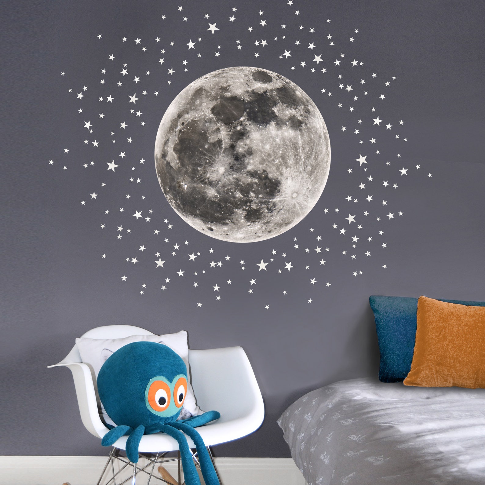 Moon and Stars Fabric Wall Decal for Baby Nursery and - Etsy