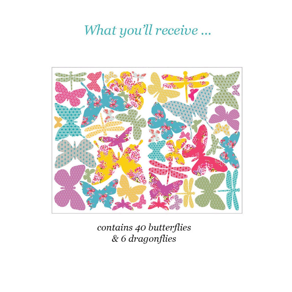 Shanghai Butterfly Wall Stickers fabric Decals Not Vinyl - Etsy UK