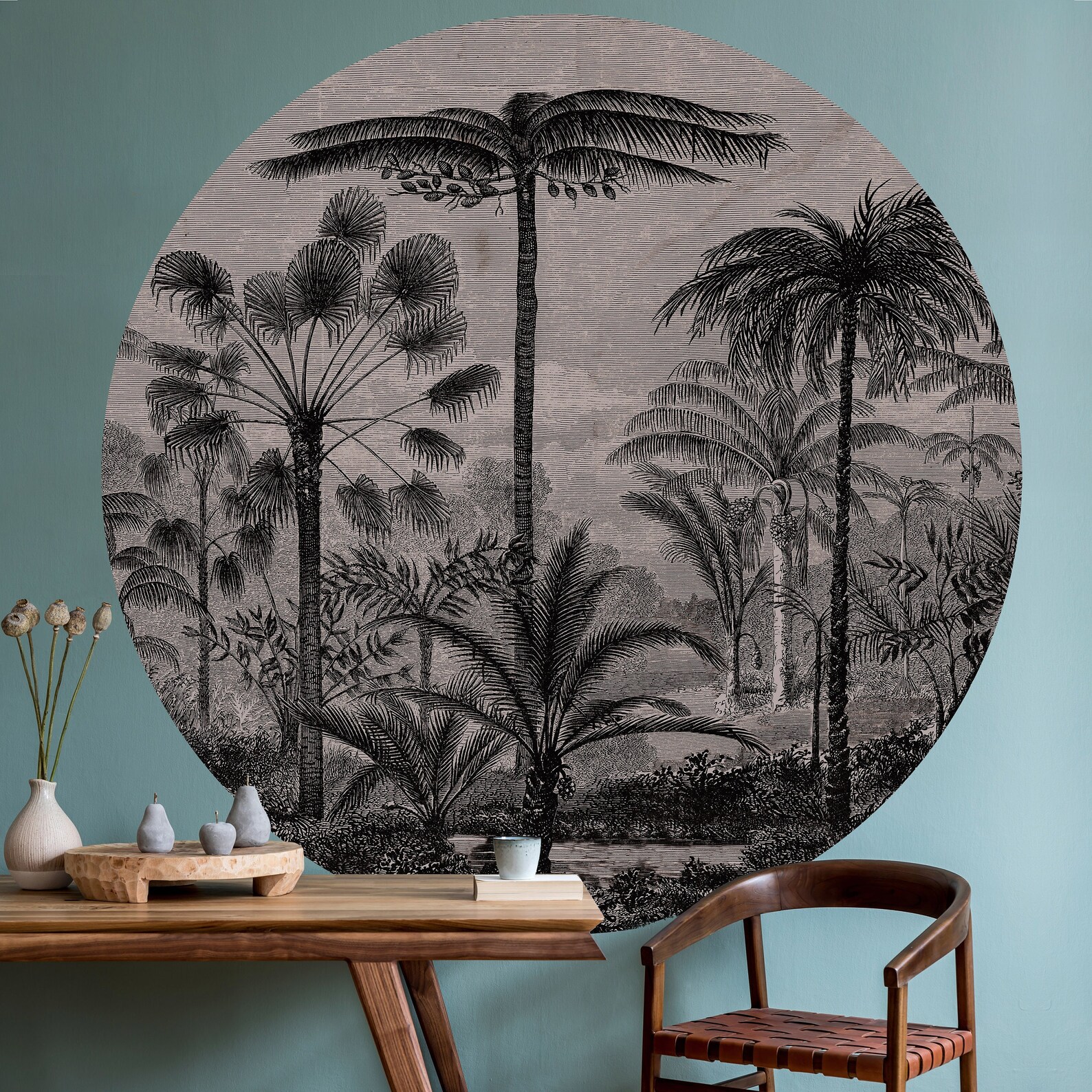Palm Tree Etching Wall Circle - Etsy UK