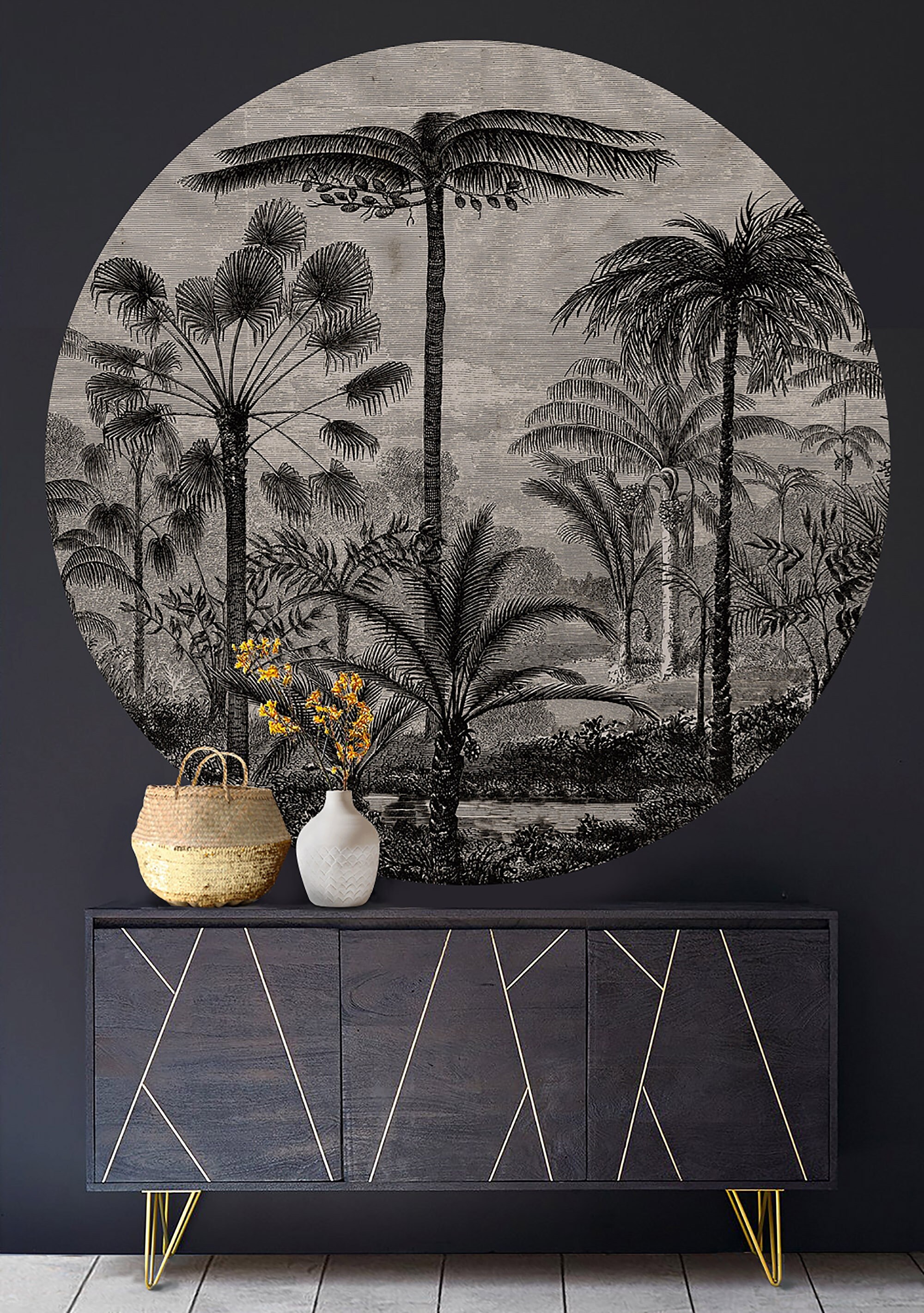 Palm Tree Etching Wall Circle - Etsy UK