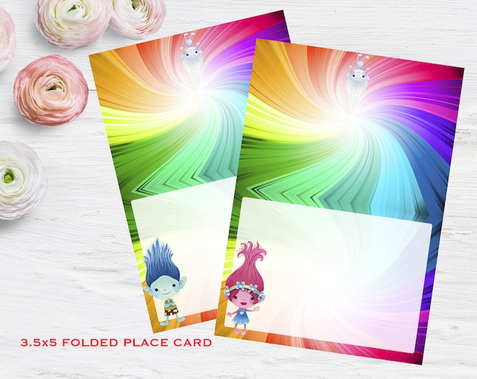 18 Trolls Inspired PREFILLED (NOT EDITABLE) Printable Party Tented Food ...