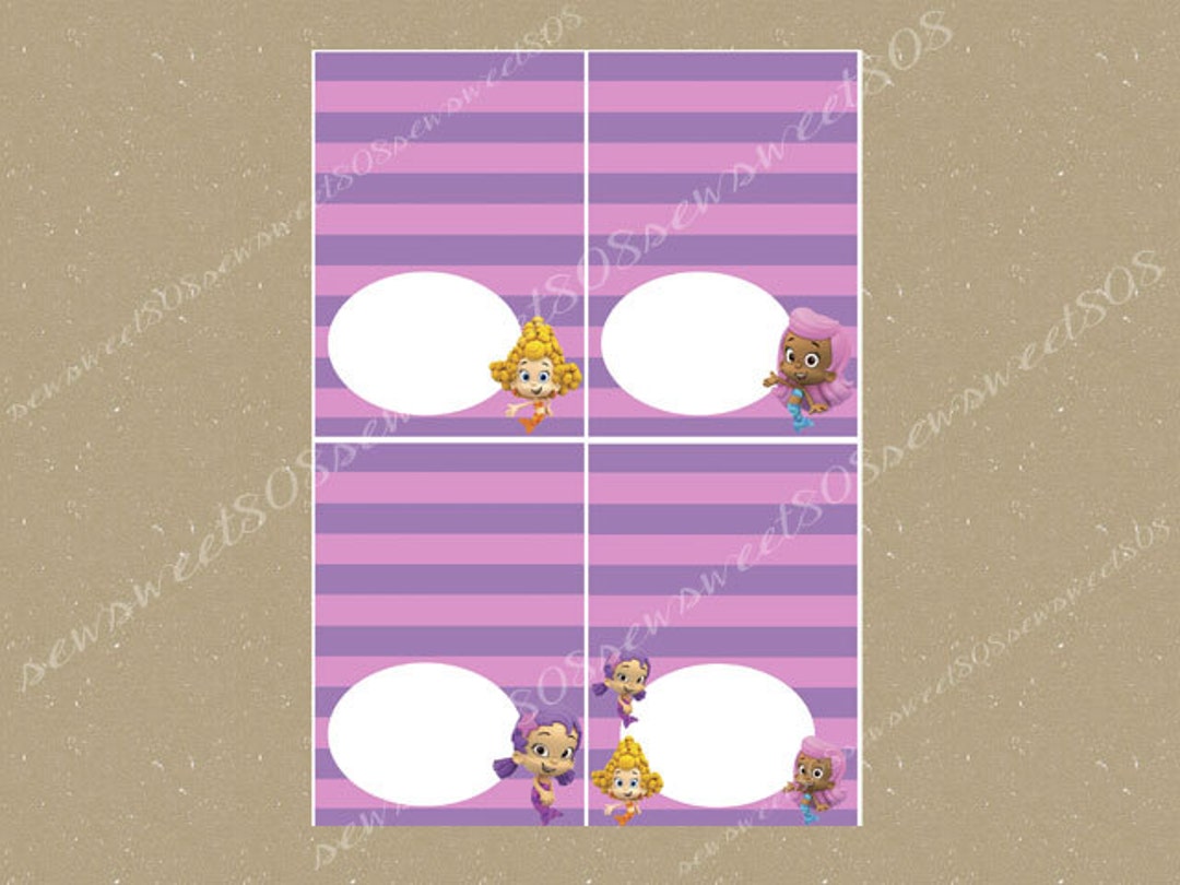 INSTANT DOWNLOAD Bubble Gup Pink Folded Food Labels DIY Printable - Etsy