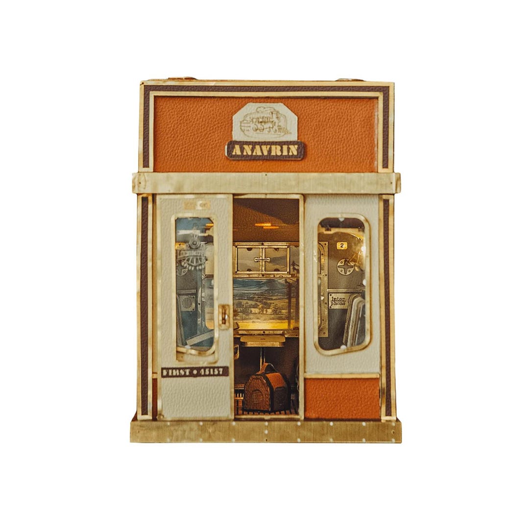 1940s Train Cabin motion Scene Handmade Book Nook Bookcase Ornament and ...