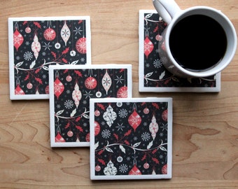 Christmas Topiaries Ceramic Tile Coasters set of 4 - Etsy