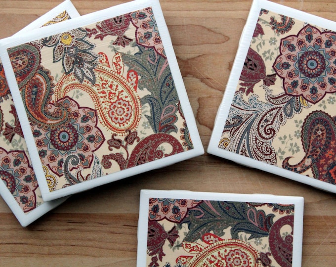 Coasters for Drinks Coasters Tile Paisley Coasters - Etsy