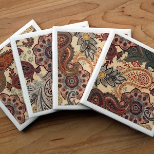 Coasters for Drinks Coasters Tile Paisley Coasters | Etsy