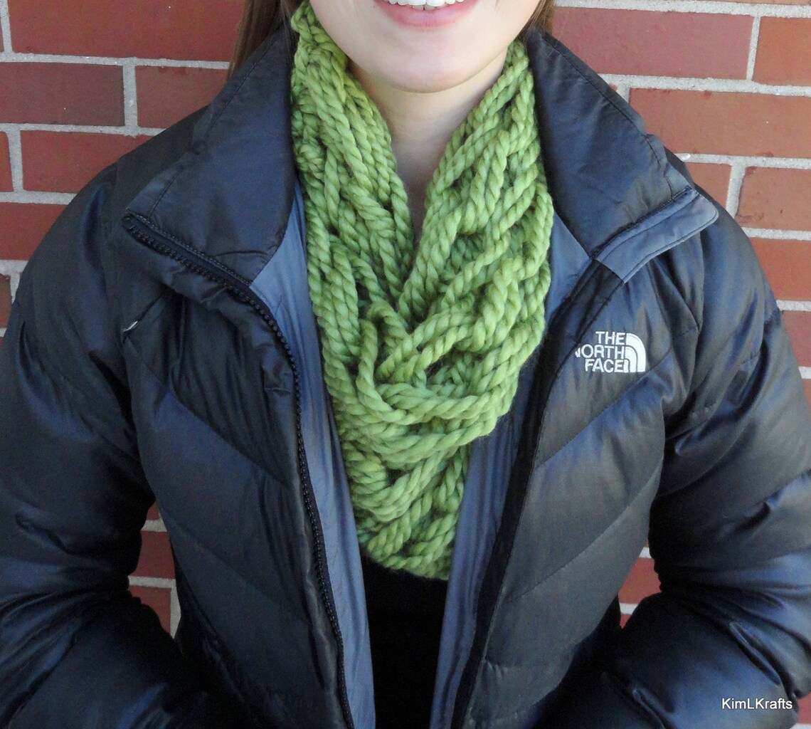 Circle Scarf Handmade Scarf Green Scarf Knit Infinity | Etsy