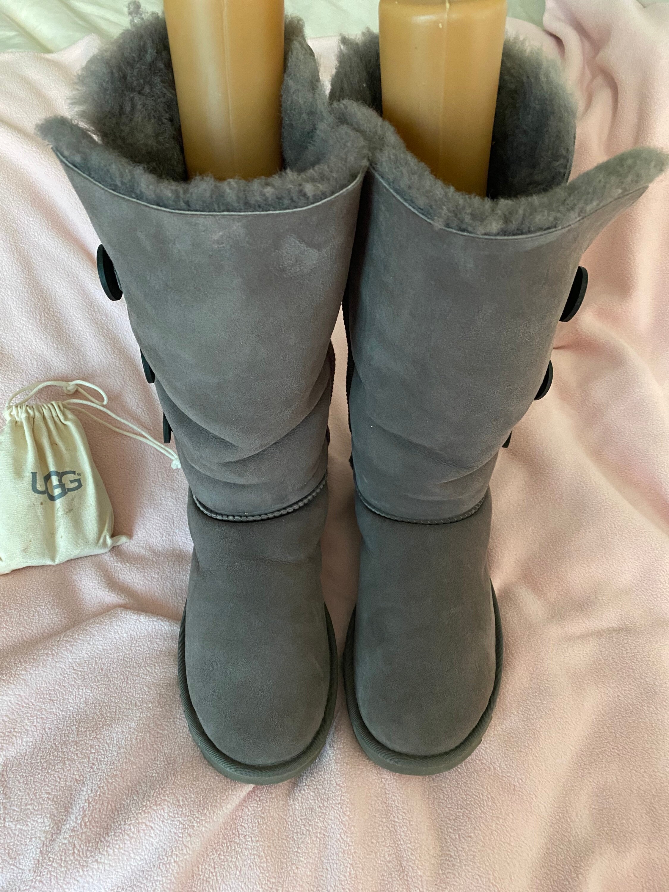 Tall Grey Uggs With Buttons