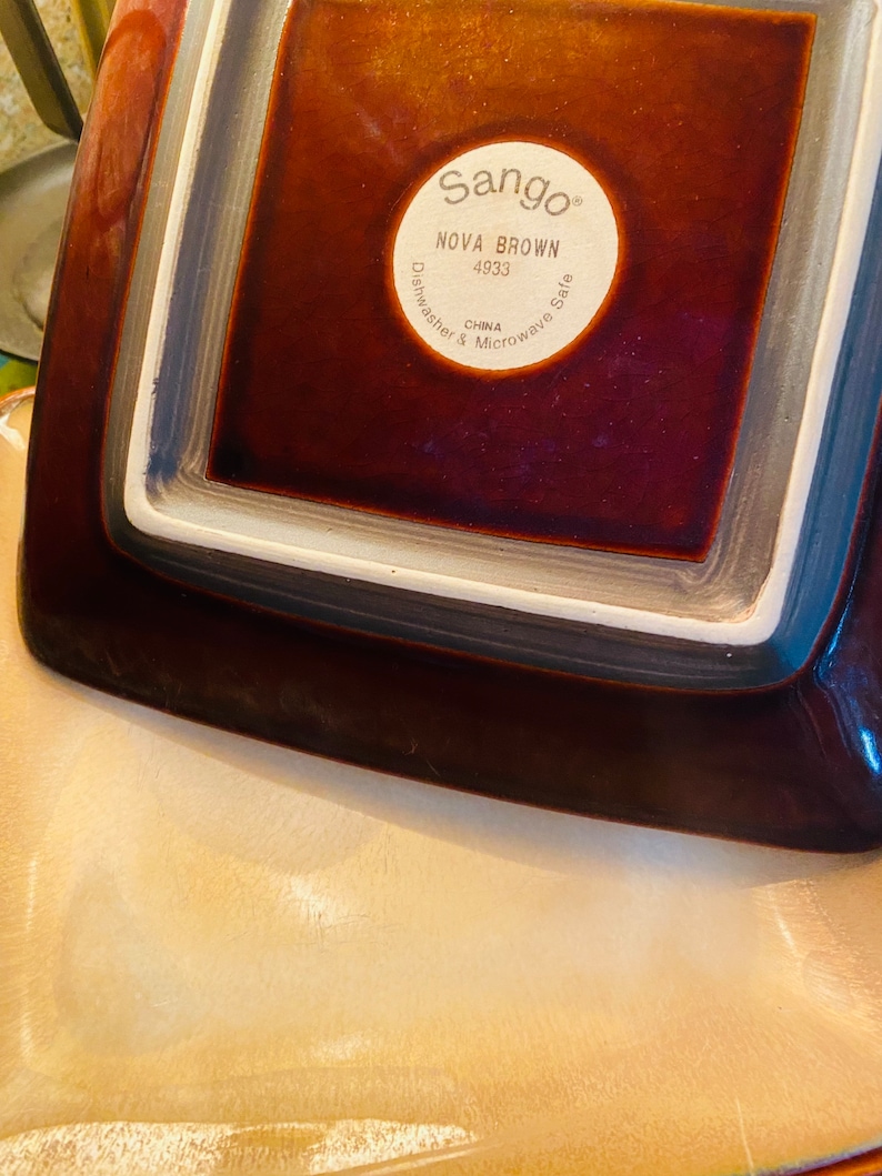 Sango Nova Brown Square Plates - Etsy
