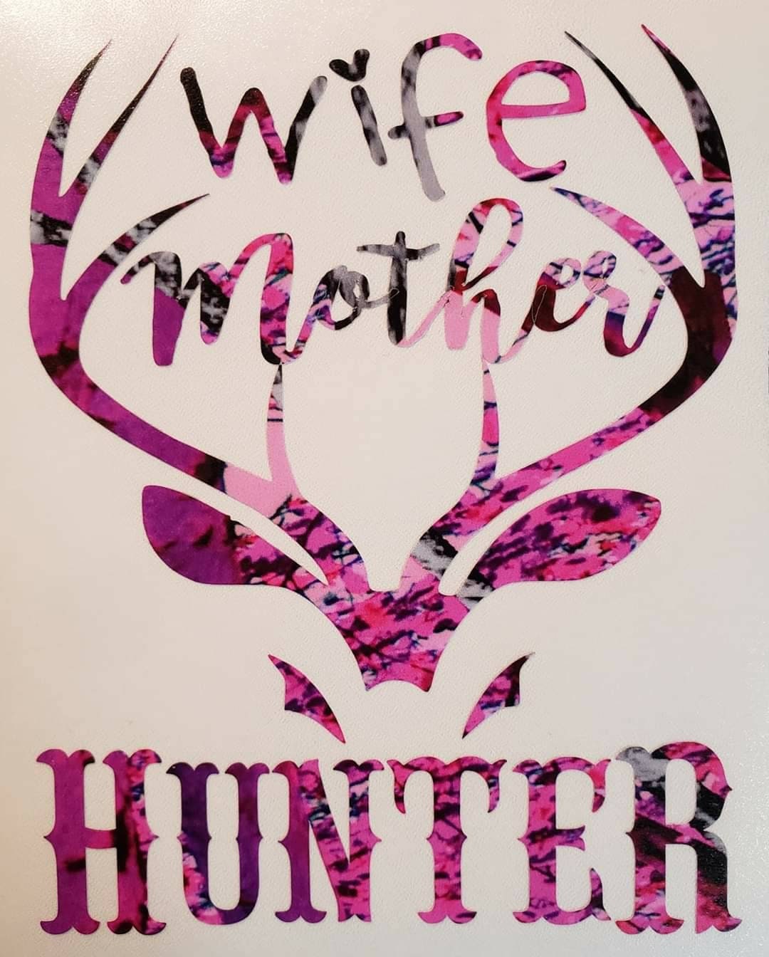 Camo Deer Wife Mother Hunter Vinyl Car Decal! YOU CHOOSE Color! Muddy ...