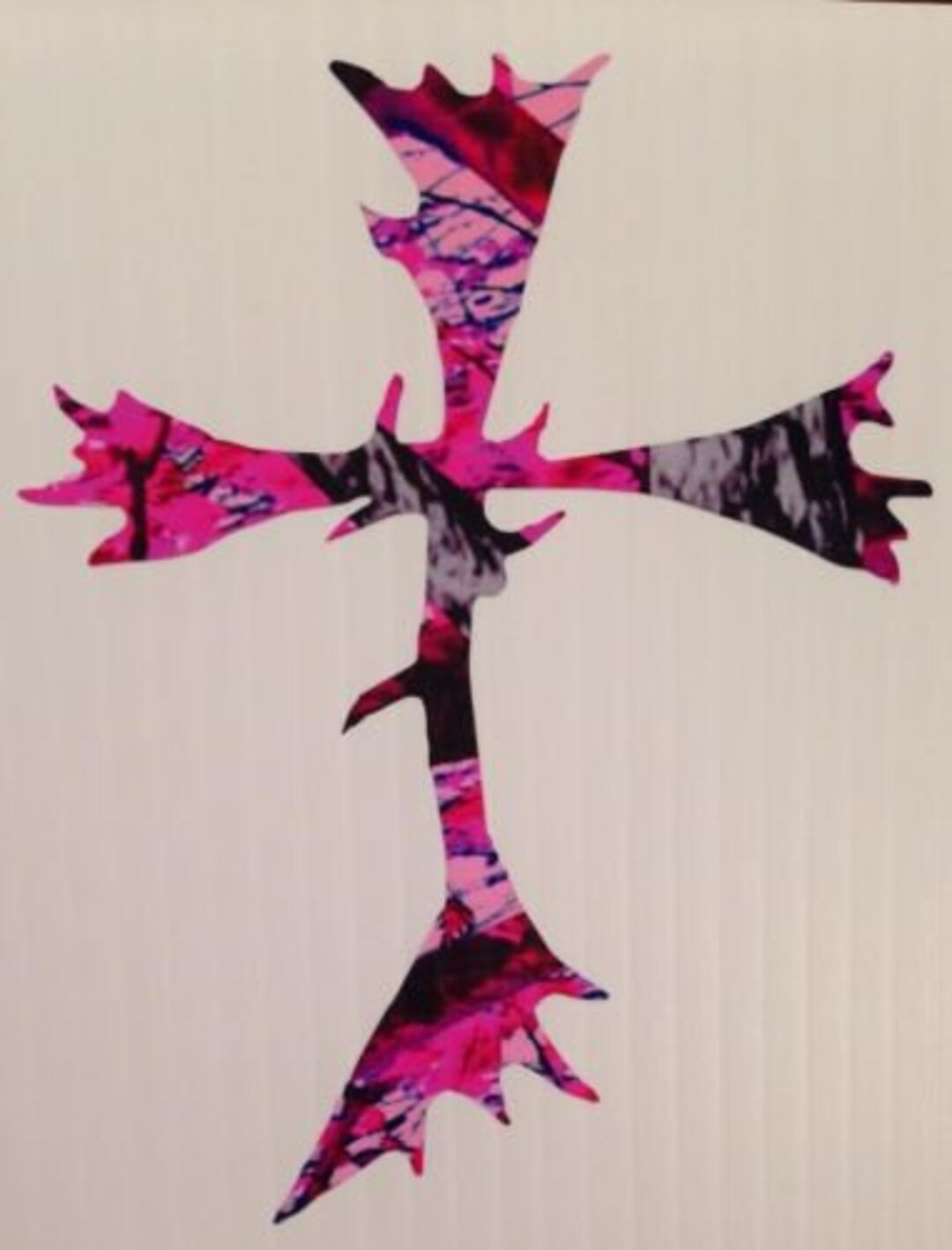 Camo Antler Cross Vinyl Decal 5" Tall! YOU Choose CAMO Color! Christian ...