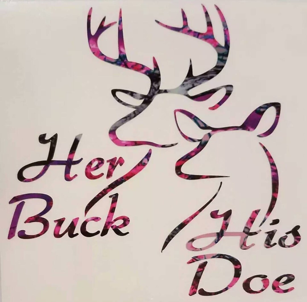 Camo Deer Her Buck His Doe Vinyl Car Decal! YOU CHOOSE Color! Muddy ...