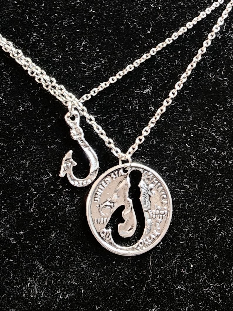 Interlocking Fish Hook Necklace Set, Silver Tone Couple Jewelry - Etsy