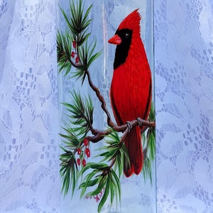 Painted Glass Bottle,cardinal,soap Dispenser,oil Bottle,vinegar Bottle ...