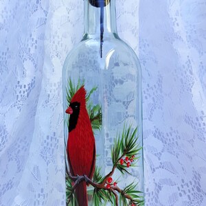 Painted Glass Bottle,cardinal,soap Dispenser,oil Bottle,vinegar Bottle ...