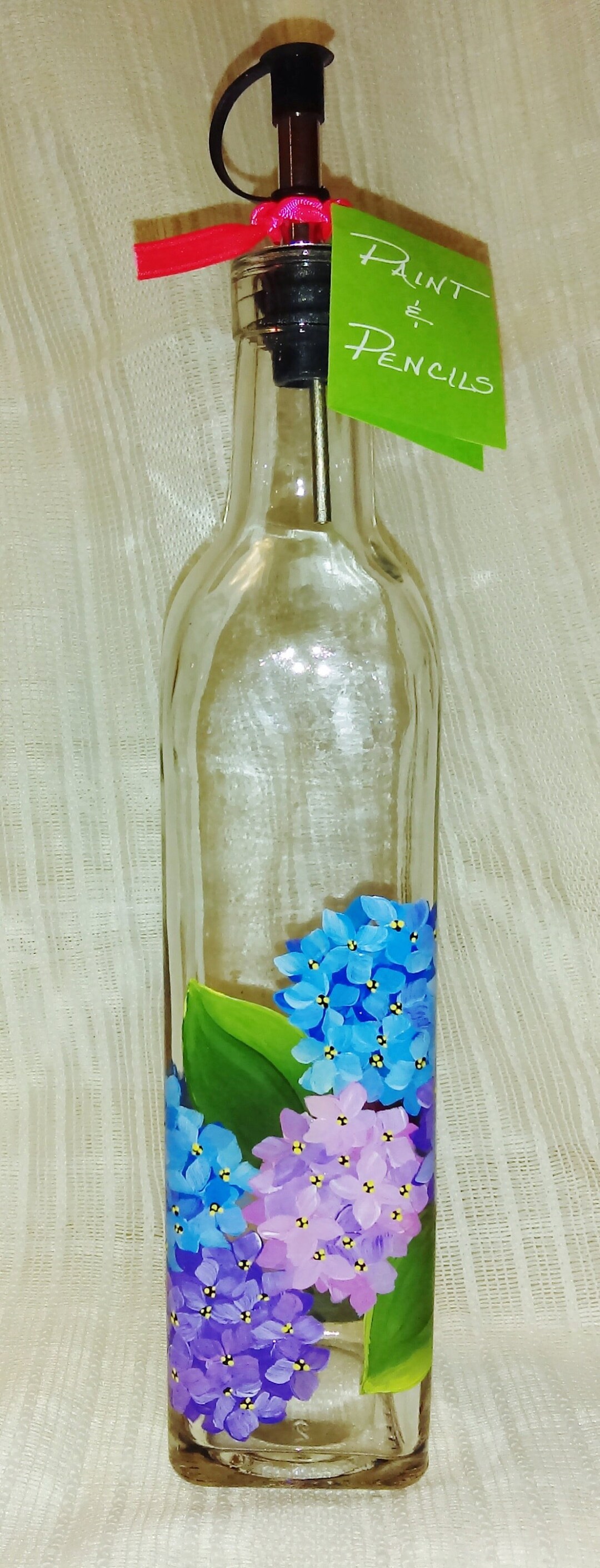 Painted Bottle,hydrangea,dispenser Bottle,flowers,soap,oil,vinegar,soap ...