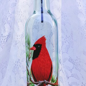 Painted Glass Bottle,cardinal,soap Dispenser,oil Bottle,vinegar Bottle ...