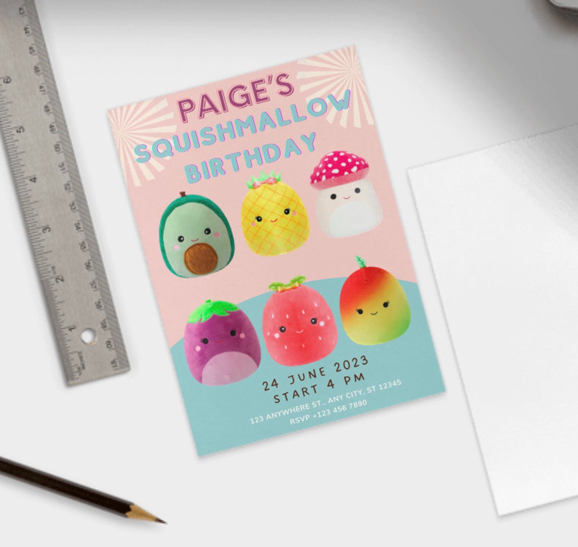 Squishmallow Party Digital Invites Printable Squishmallow - Etsy