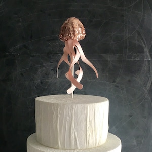 Jellyfish Cake Topper in Rose Gold Sequin and Blush Satin for Beach ...