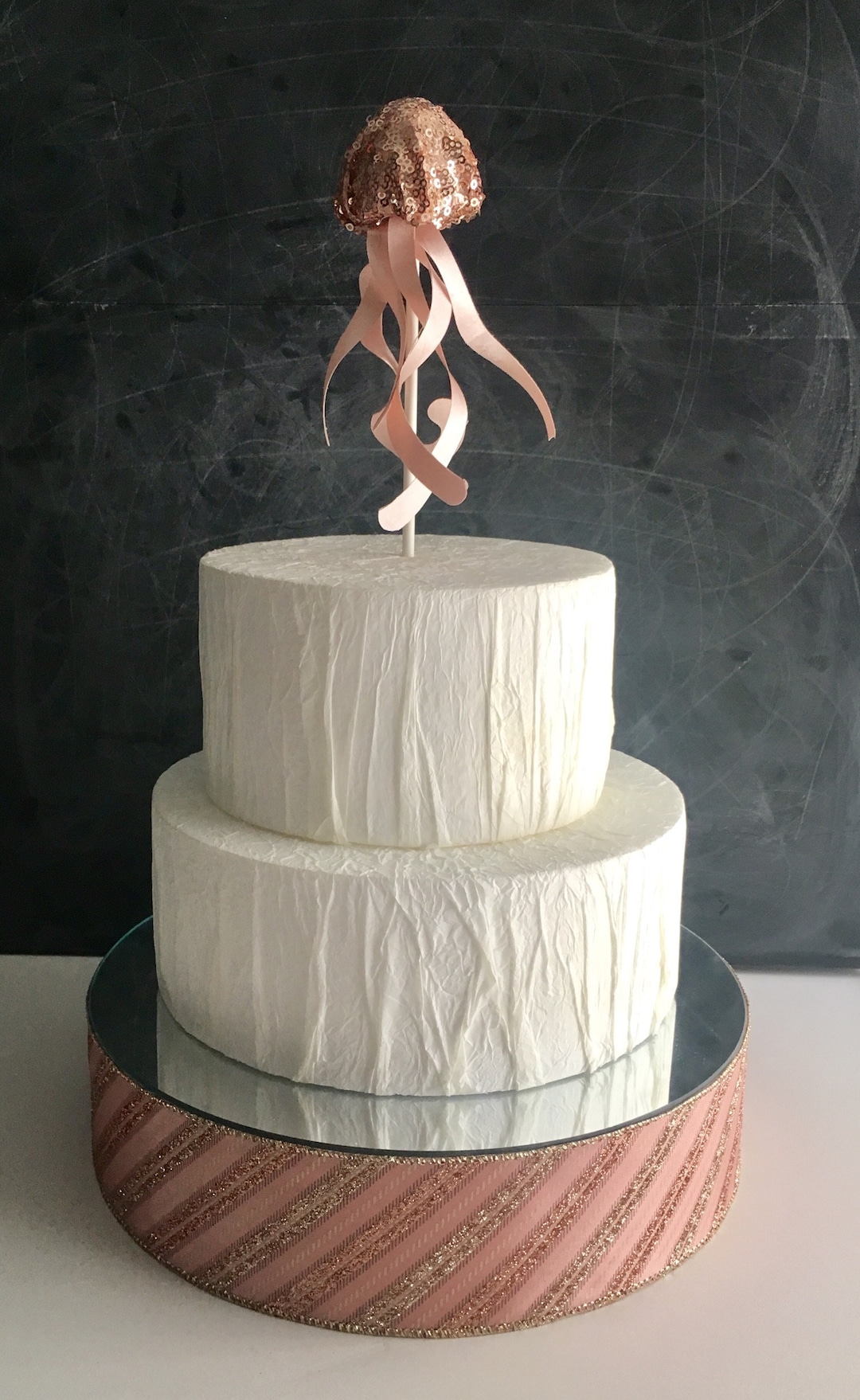 Jellyfish Cake Topper in Rose Gold Sequin and Blush Satin for Beach ...