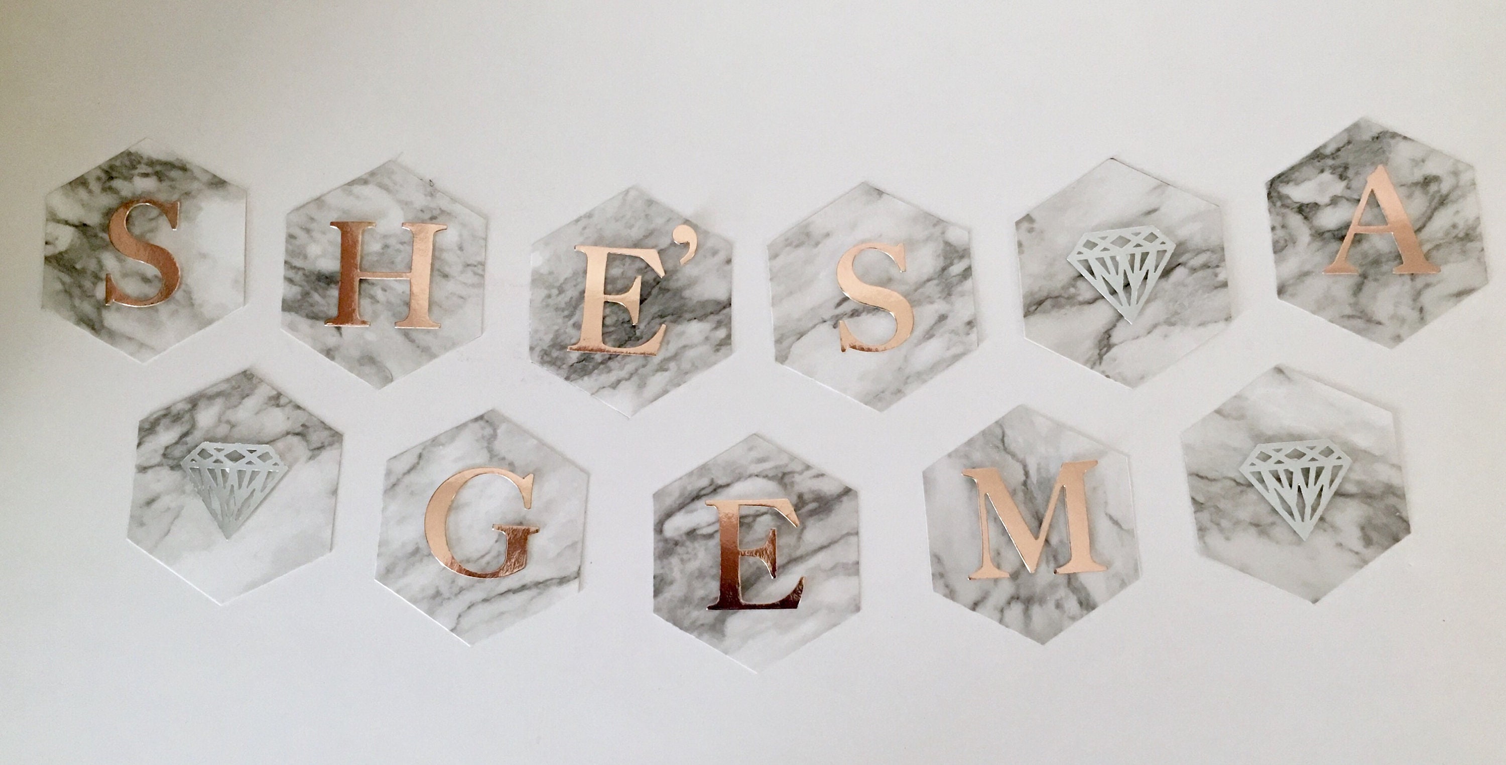 Marble banner sign modern wedding decor rose gold foil letters | Etsy