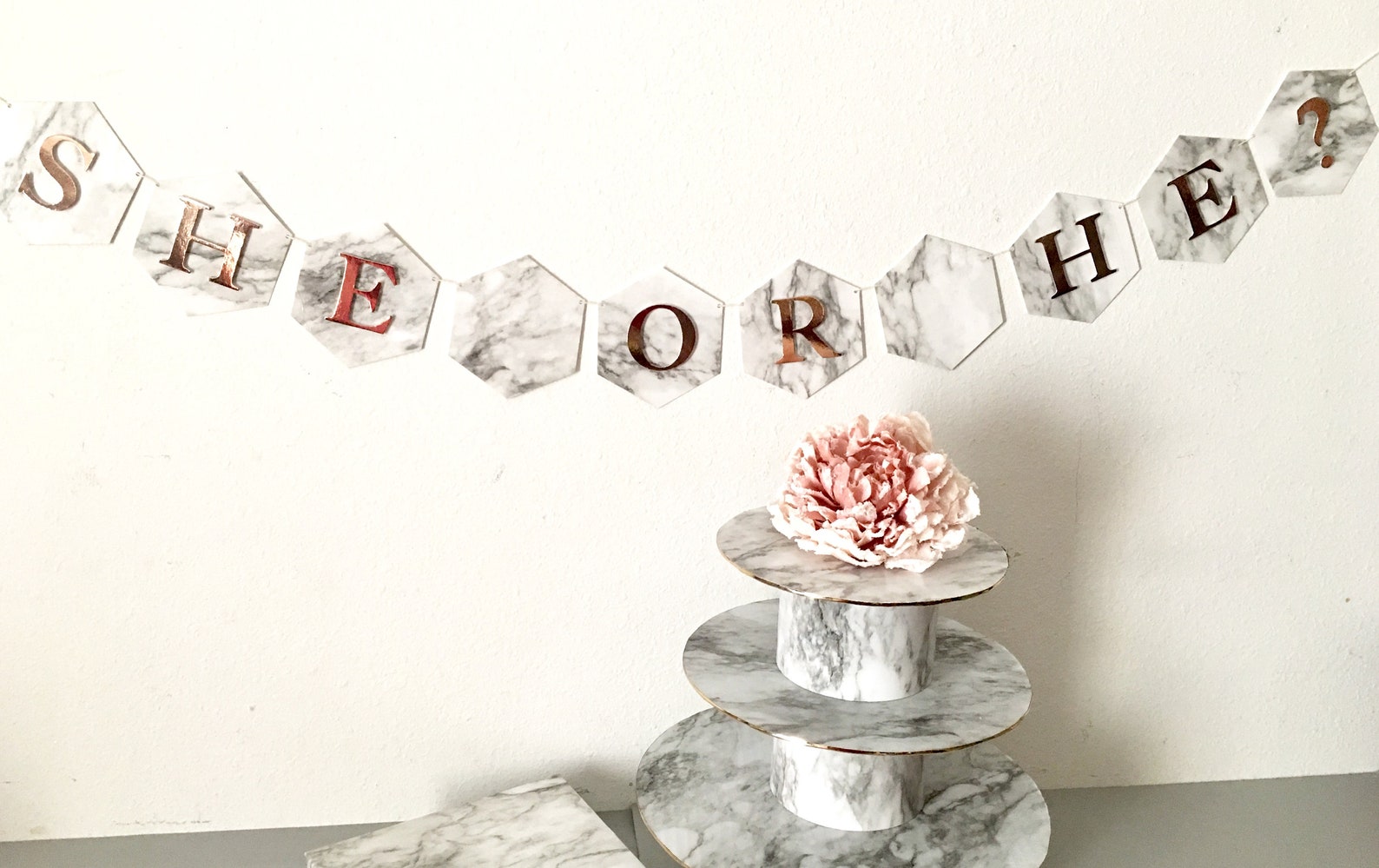 Marble Banner Sign Modern Wedding Decor Rose Gold Foil Letters | Etsy