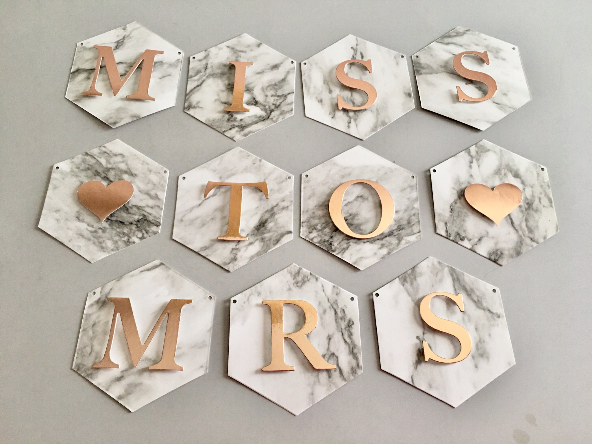 Marble banner sign modern wedding decor rose gold foil letters | Etsy