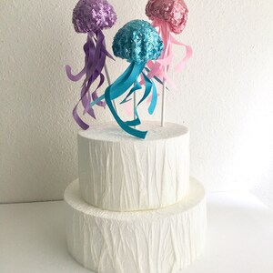 Jellyfish Cake Topper in Rose Gold Sequin and Blush Satin for Beach ...
