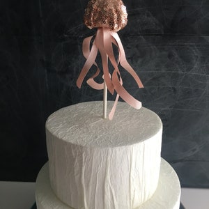 Jellyfish Cake Topper in Rose Gold Sequin and Blush Satin for Beach ...